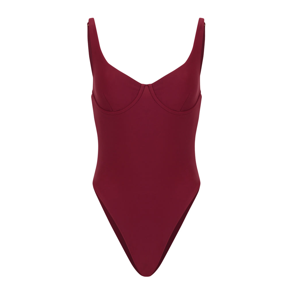 Avila Cherry Wine Underwire One-Piece Swimsuit | Sienna Swim