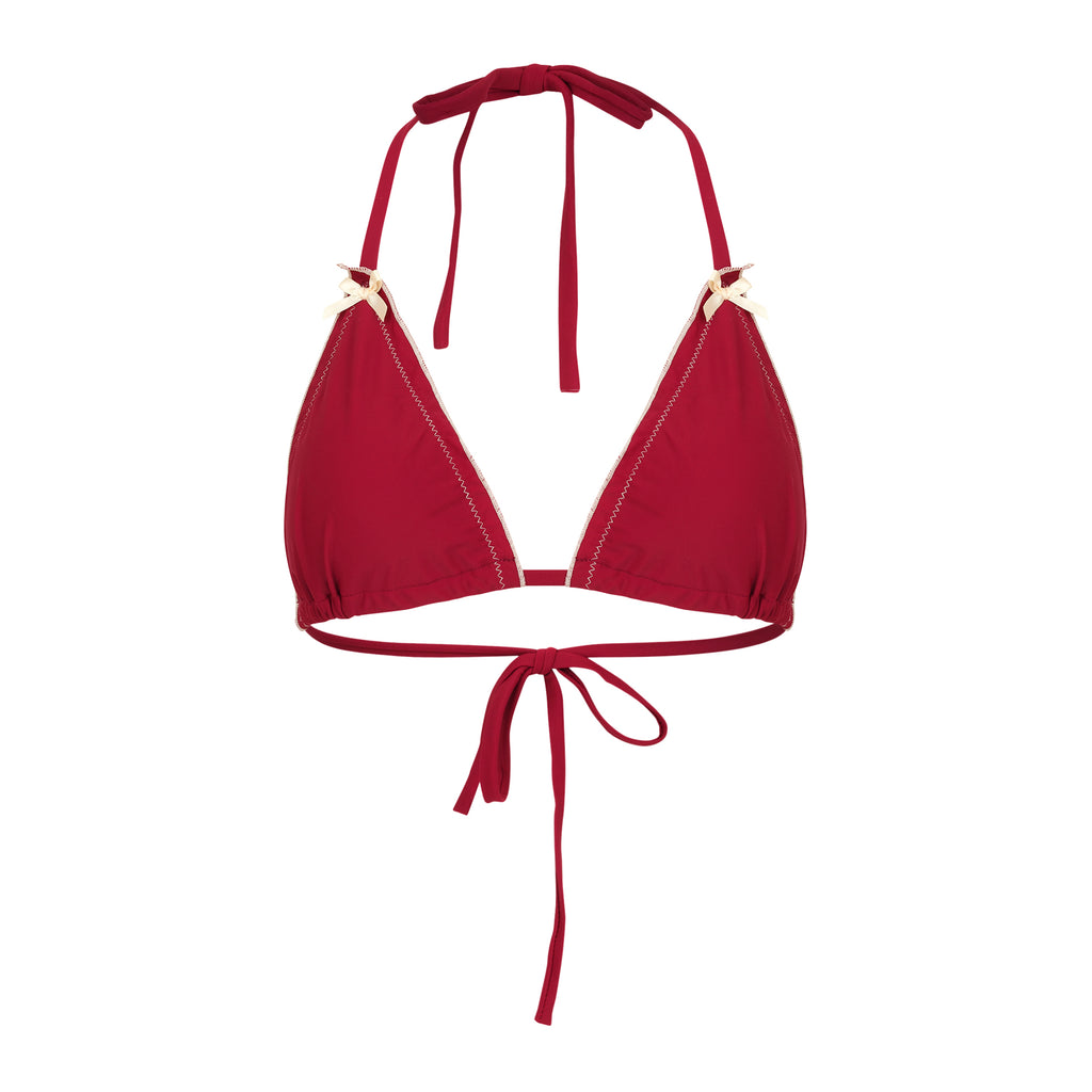 Bows Top - Cherry red with cream bows – Sienna Swim